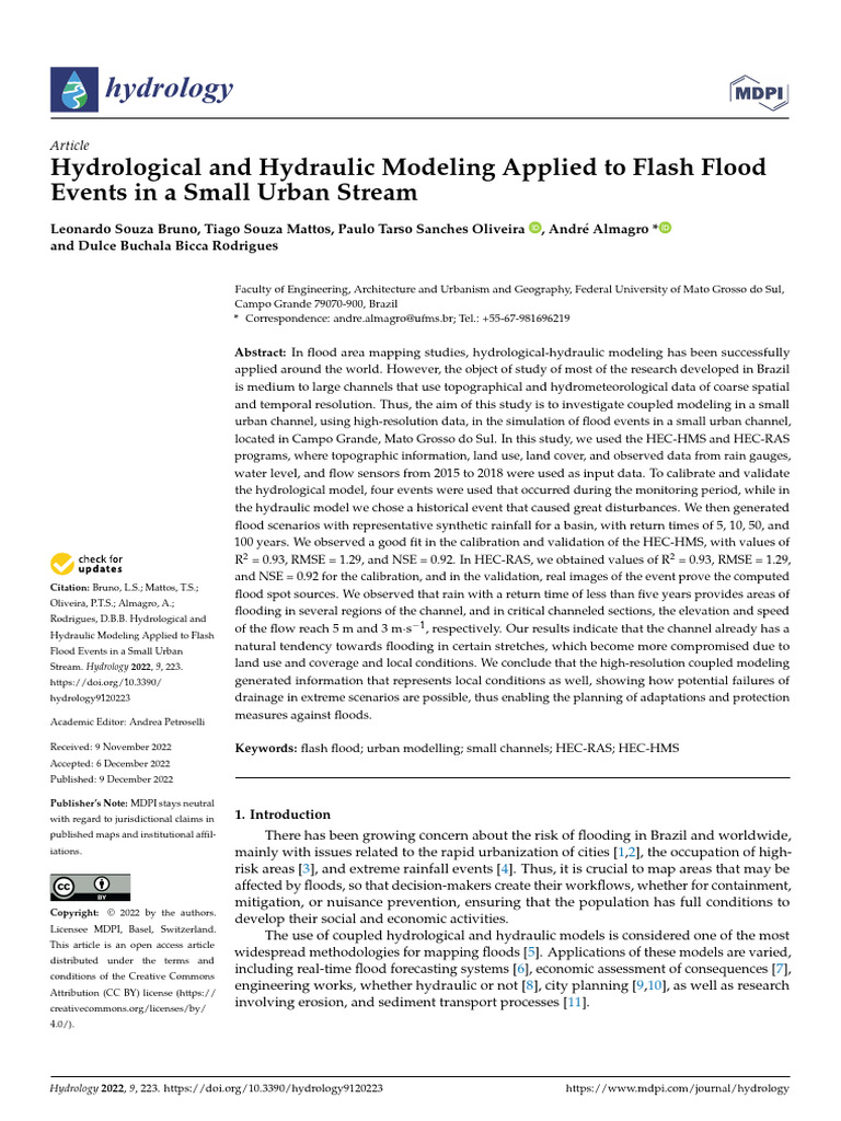 Hydrological and Hydraulic Modeling Applied To Flash Flood Events in A ...