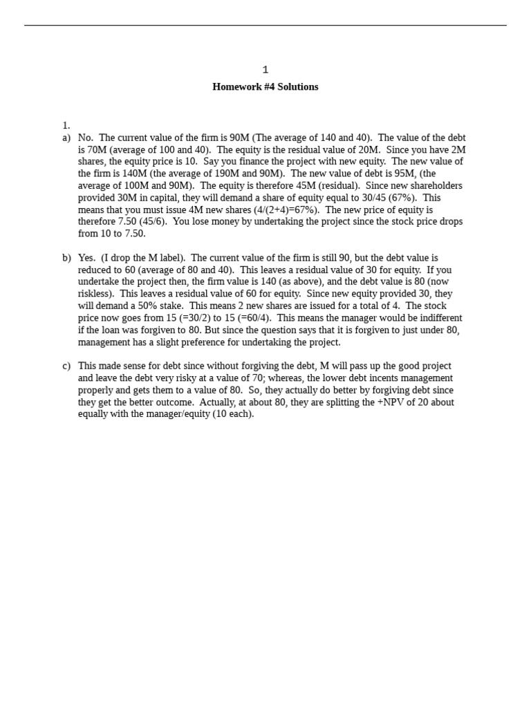 HW 4 Sol | PDF | Equity (Finance) | Financial Accounting