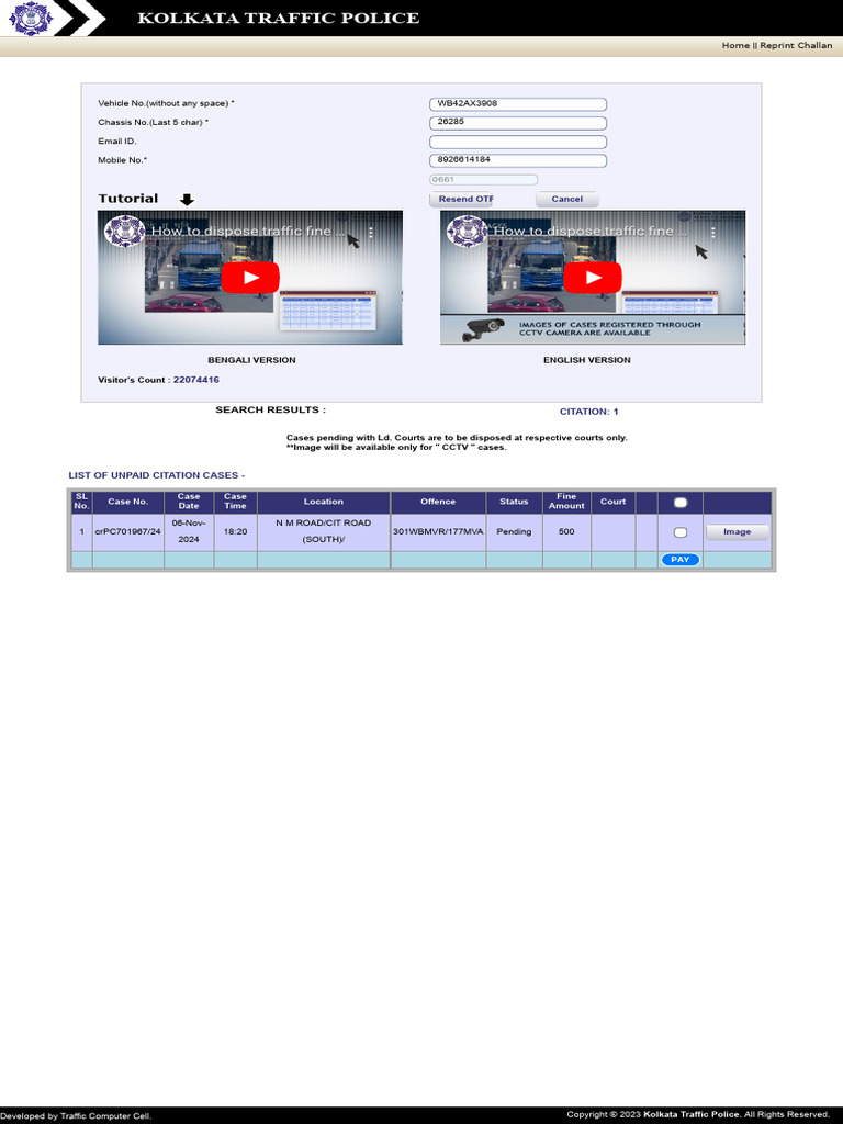 Kolkata Traffic Police Case Details | PDF | Driving | Criminal Law