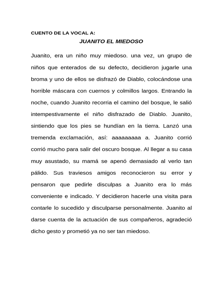 Cuento de La Vocal A | PDF