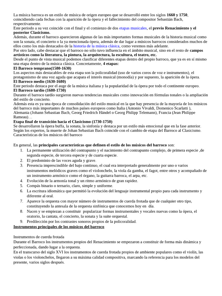 Barroco General | PDF | Concierto | Musica barroca