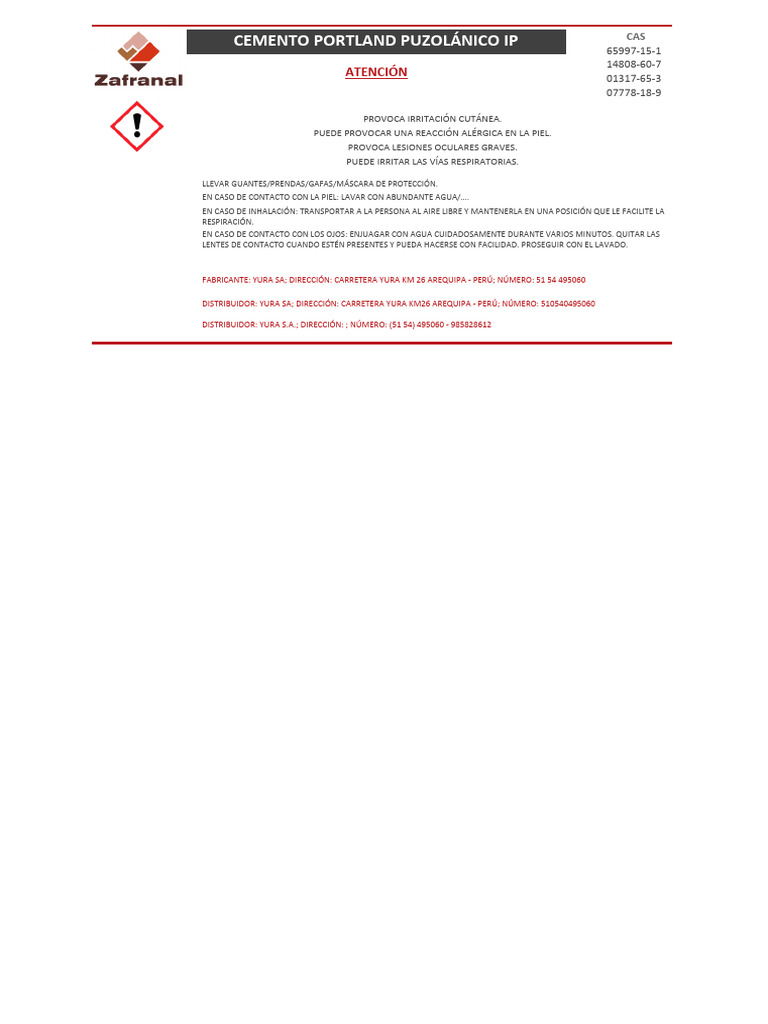 Etiqueta - Cemento Portland Puzolánico Ip | PDF