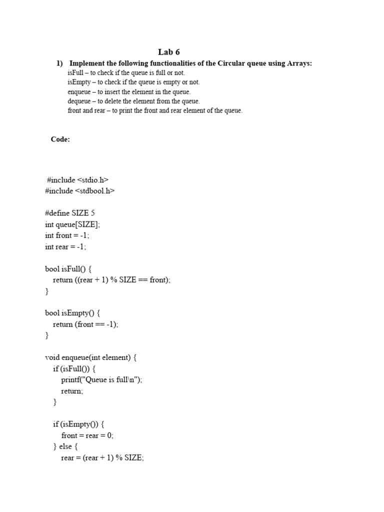 Circular Queue Implementation in C | PDF | Teaching Methods & Materials | Technology & Engineering