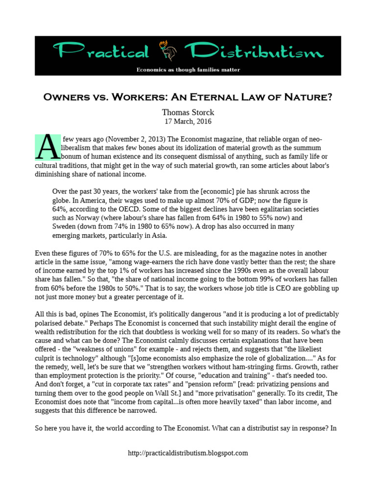 Owners vs. Workers - An Eternal Law of Nature | PDF | Taxes | Labour ...