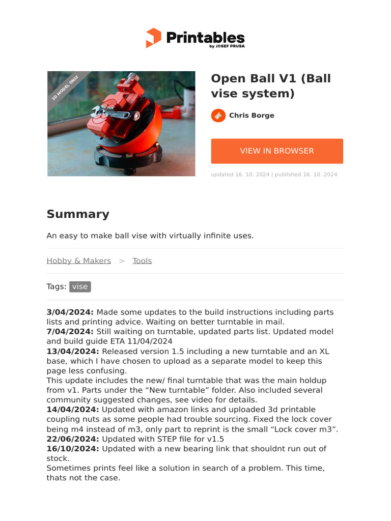Open Ball v1 Ball Vise System | PDF | Screw
