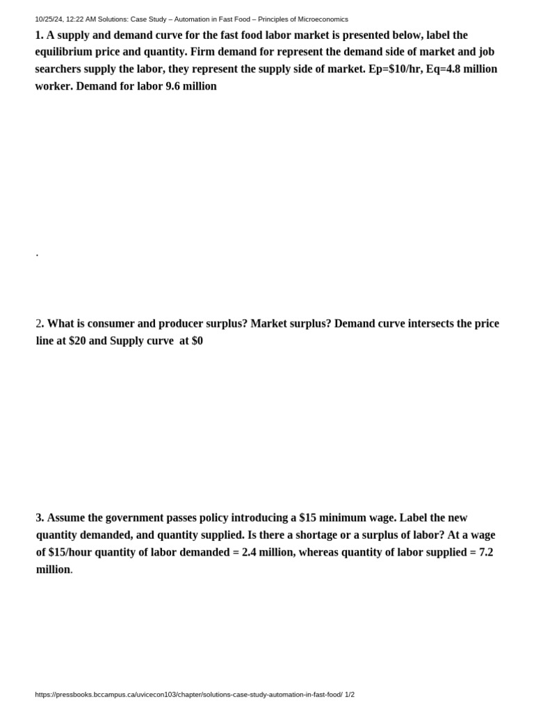 Automation Impact On Fast Food Labor Market Pdf