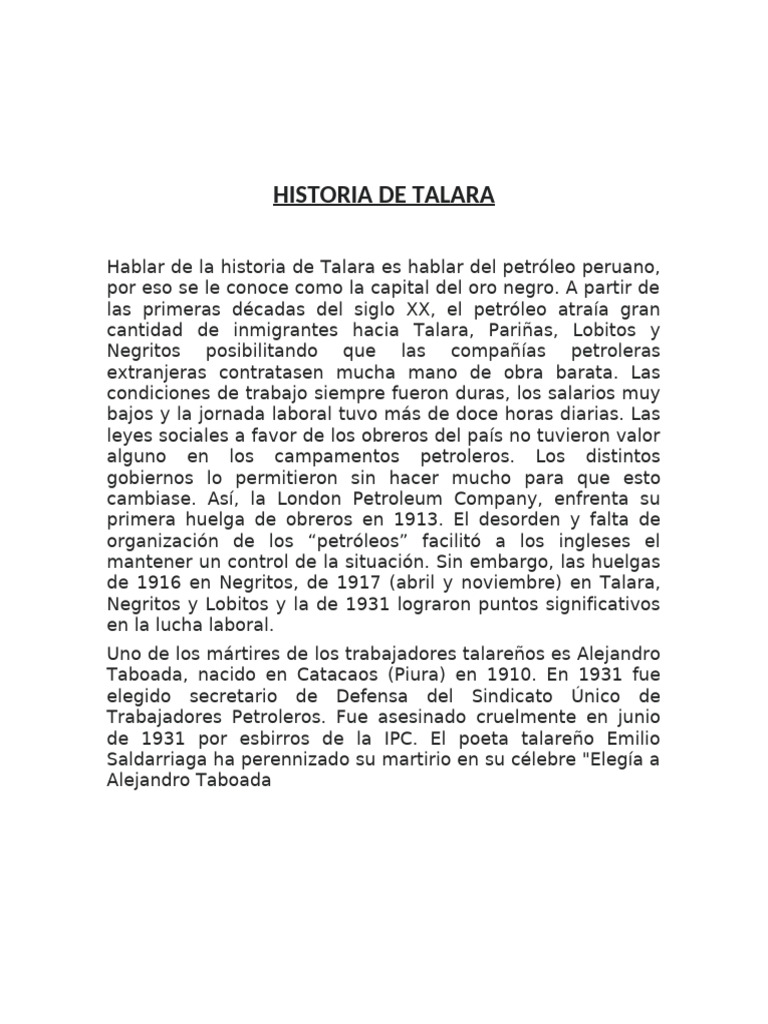 HISTORIA DE TALARA | PDF