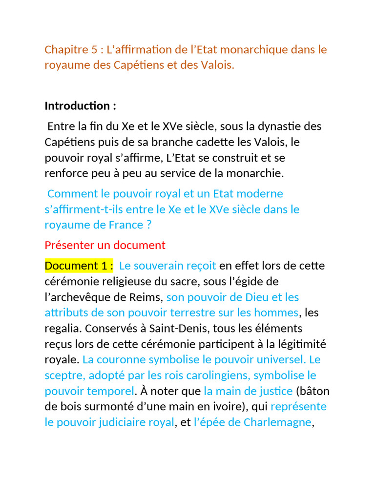 Affermissement de l'État monarchique en France | PDF | Royaume de ...