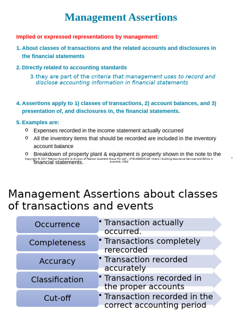 Management Assertions and Audit Objectives | PDF | Financial Statement ...