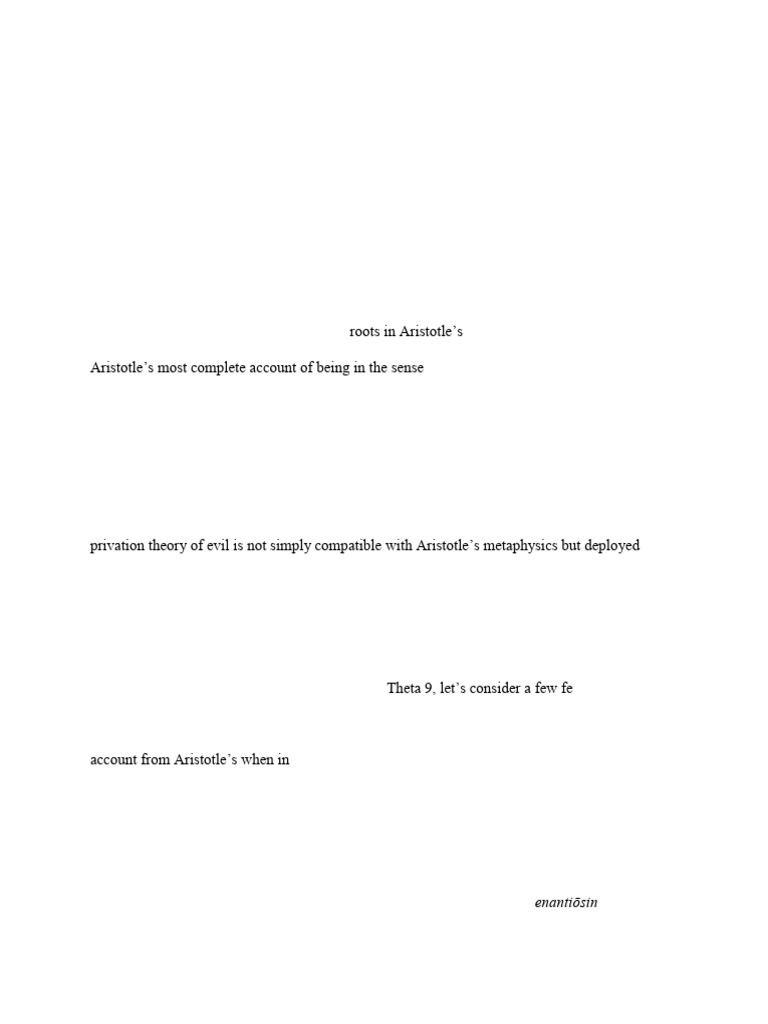 Aristotle and The Privation Theory of Evil - Paper | PDF | Aristotle ...
