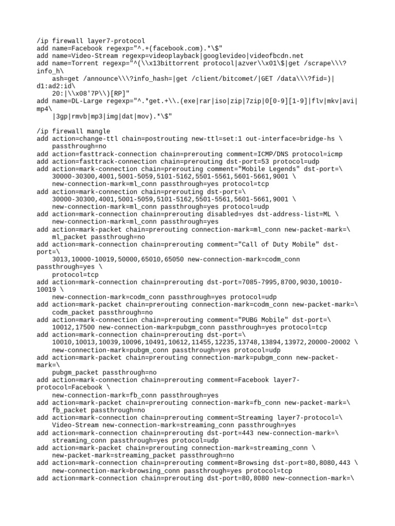 MikroTik Firewall Layer7 Protocols Setup | PDF | Digital Technology | Application Layer Protocols