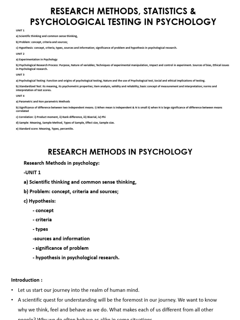 Research Methods in Psychology Overview | PDF | Hypothesis | Null ...