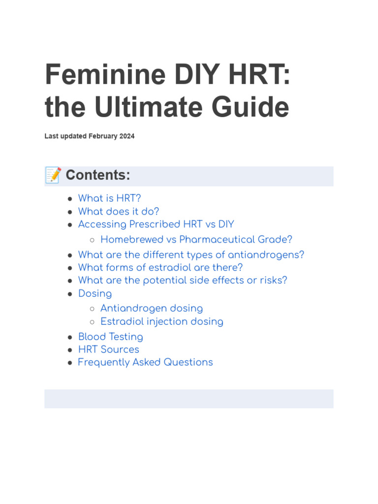 DIY HRT Trans Fem | PDF | Hormone Replacement Therapy | Estradiol