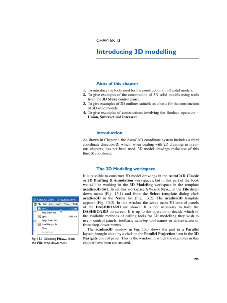 Introduction To 3D Modelling in AutoCAD 2008 | PDF | Extrusion | Space