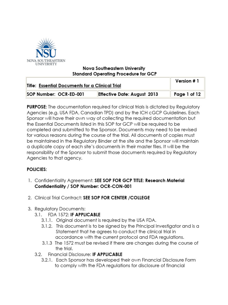 Essential Documents For A Clinical Trial OCR | PDF | Clinical Trial ...