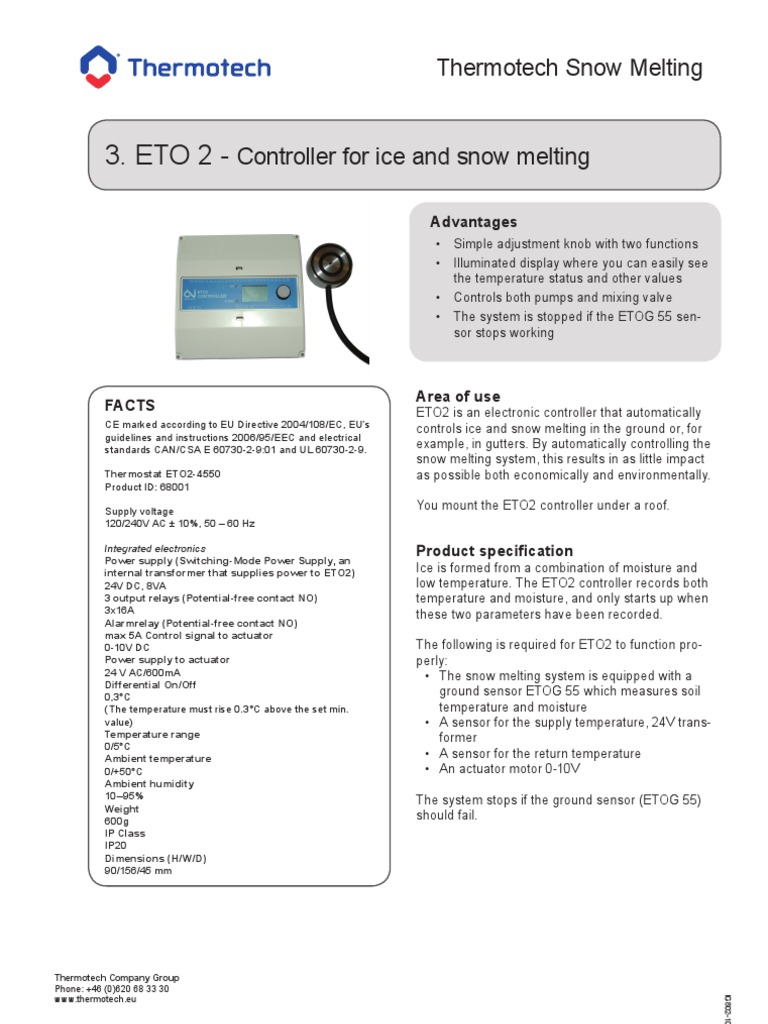 ETO2 Controller for Snow Melting Systems | PDF | Celsius | Fahrenheit