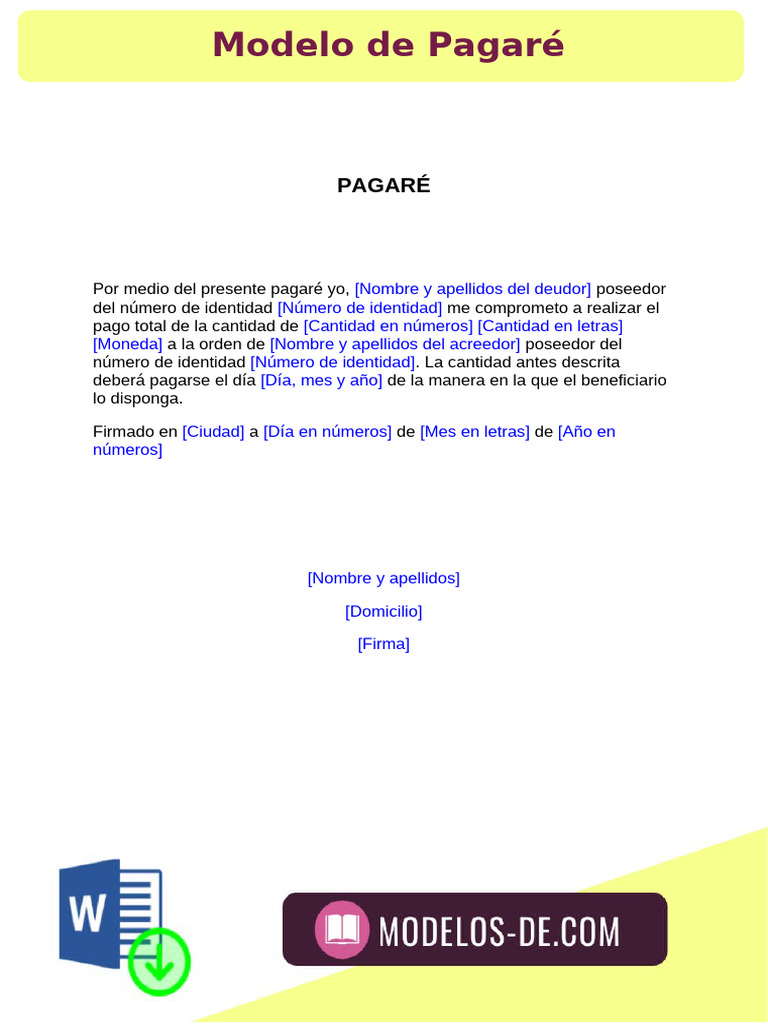 Modelo de Pagaré para Imprimir | PDF