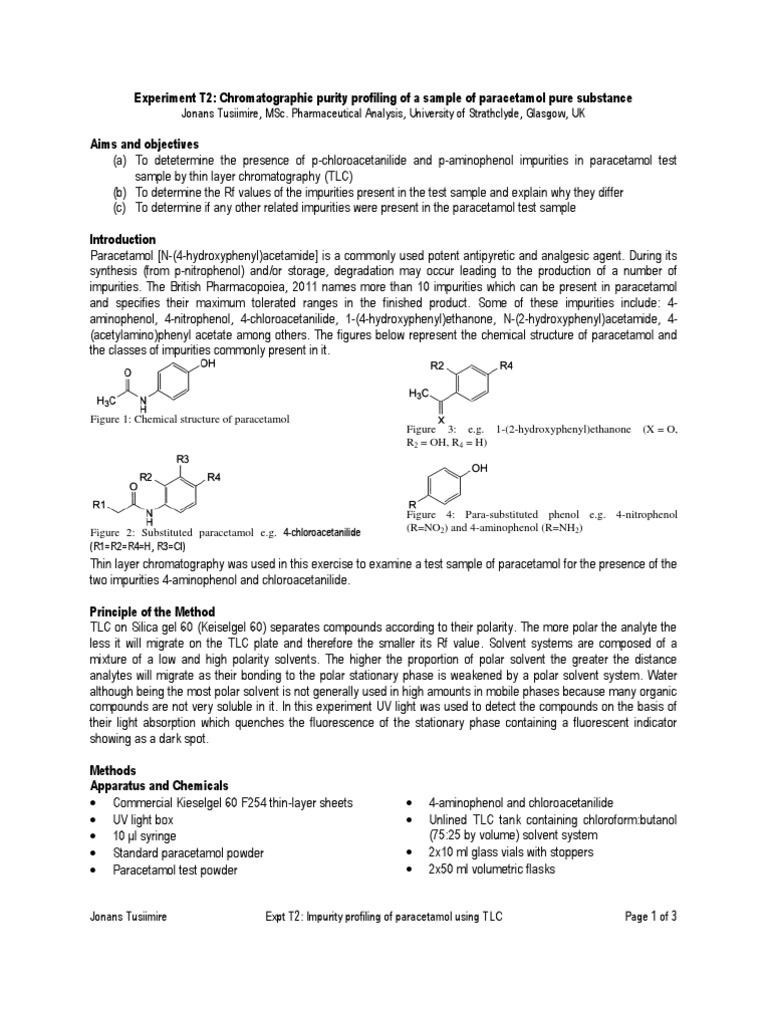 Experiment T2: Chromatographic Purity Profiling of A Sample of ...
