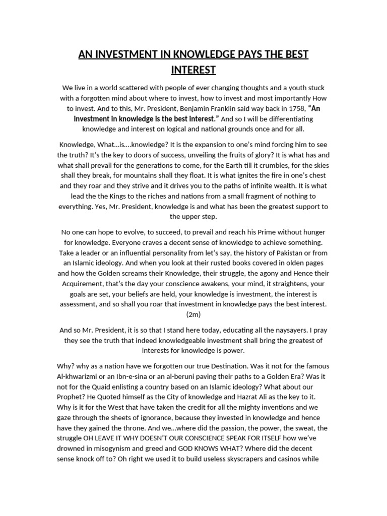 Invest in Knowledge, Reap Rewards | PDF | Knowledge | Religious Belief ...