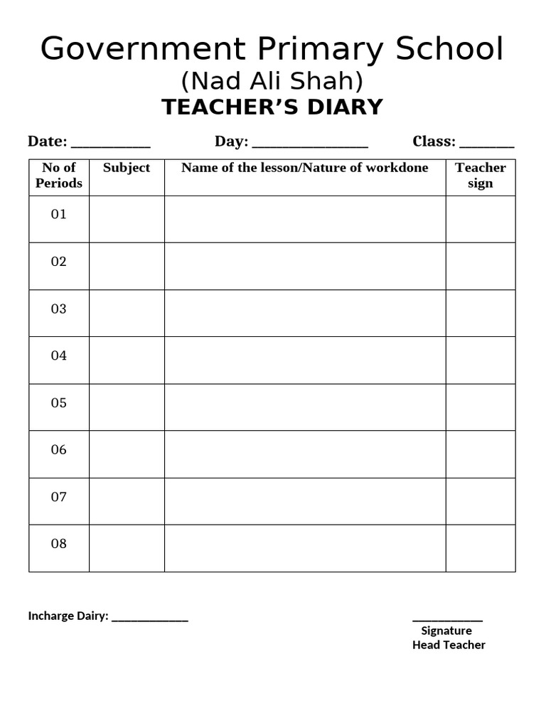 Teacher Diary | PDF