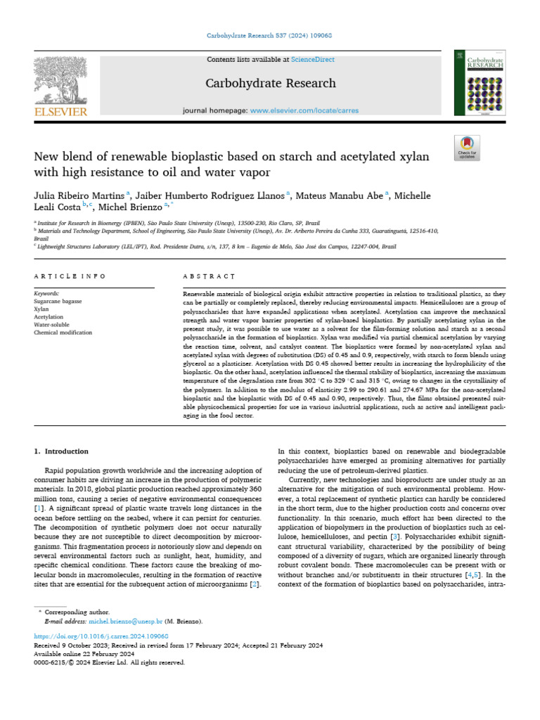 Película Almidón y Xilano Acetilado | PDF | Polymers ...