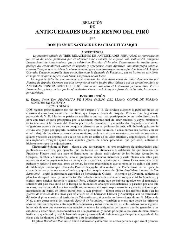 Antiguedades Deste Reyno Del Piru Por Do | PDF | Imperio Inca | Perú