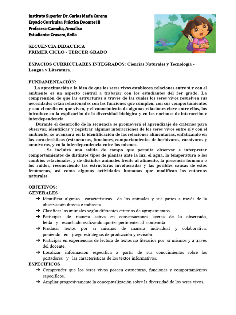Propuesta Pedagógica Cravero Sofía | PDF | Maestros | Aprendizaje