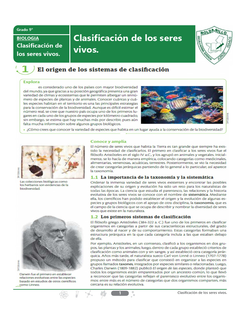 Biologia 9° Clasificacion de Los Seres Vivos | PDF | Ciencia y matemáticas