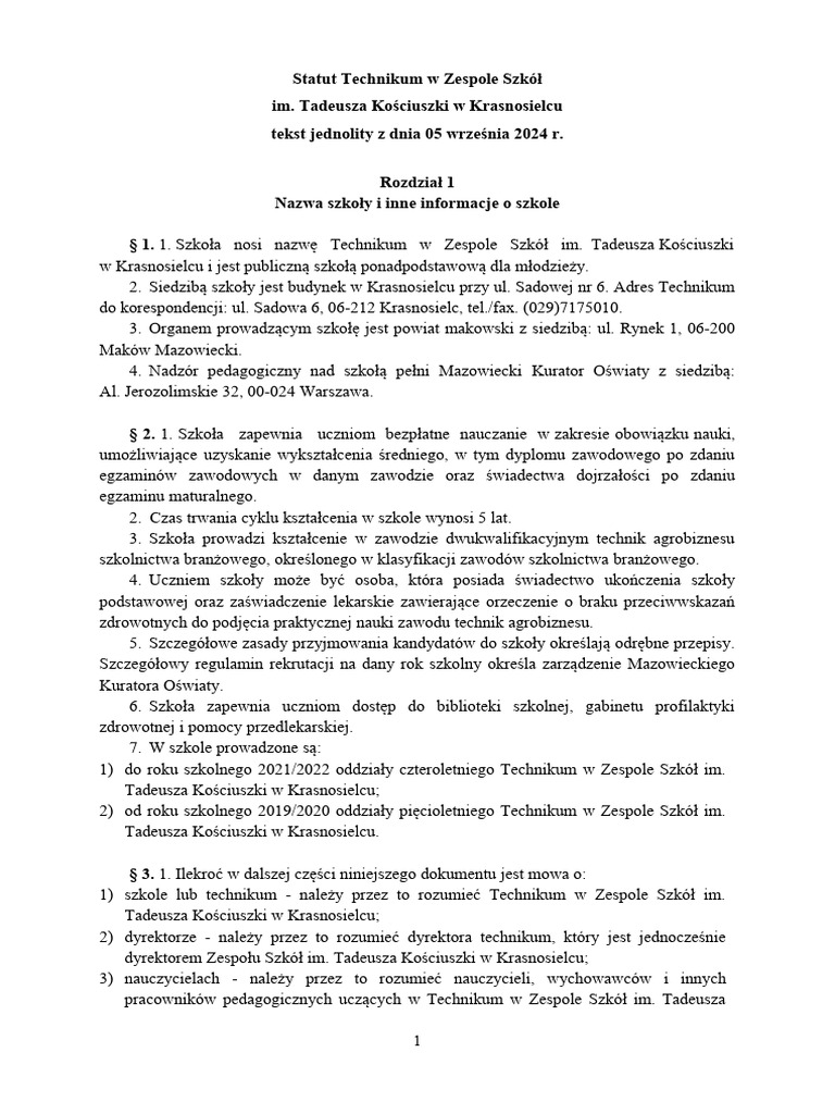 Statut Technikum 5.09.24 | PDF