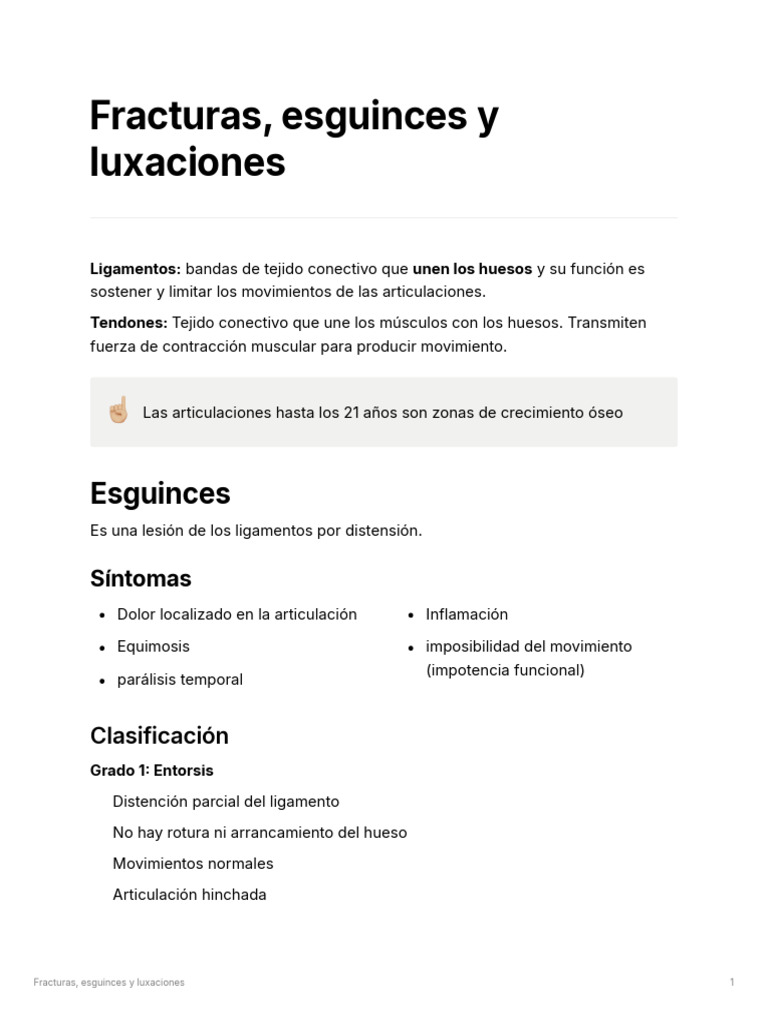 Fracturas, Esguinces y Luxaciones | PDF | Articulación | Hueso