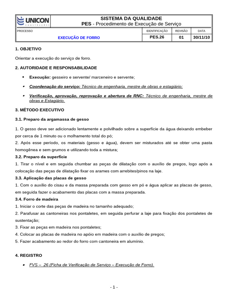 PES. 26 - Execução de Forro | PDF