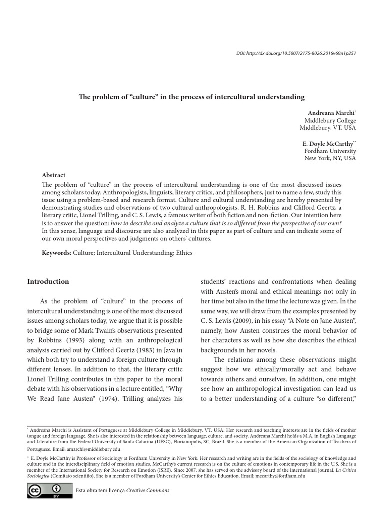 The Problem of Culture in The Process of Intercultural Understanding ...