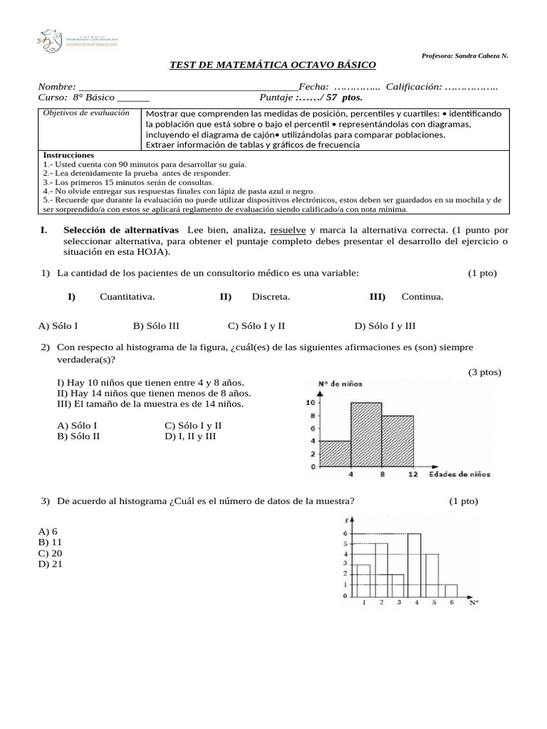 Test de Estadistica | PDF | Métodos y materiales de enseñanza