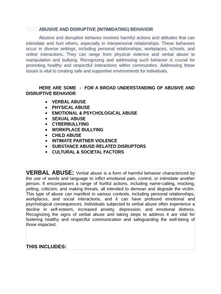 ABUSIVE AND DISRUPTIVE | PDF | Cyberbullying | Domestic Violence