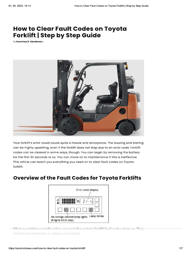 How To Clear Fault Codes On Toyota Forklift - Step by Step Guide | PDF