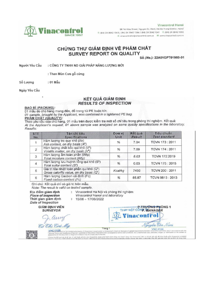 Bảng Test Than Mùn | PDF
