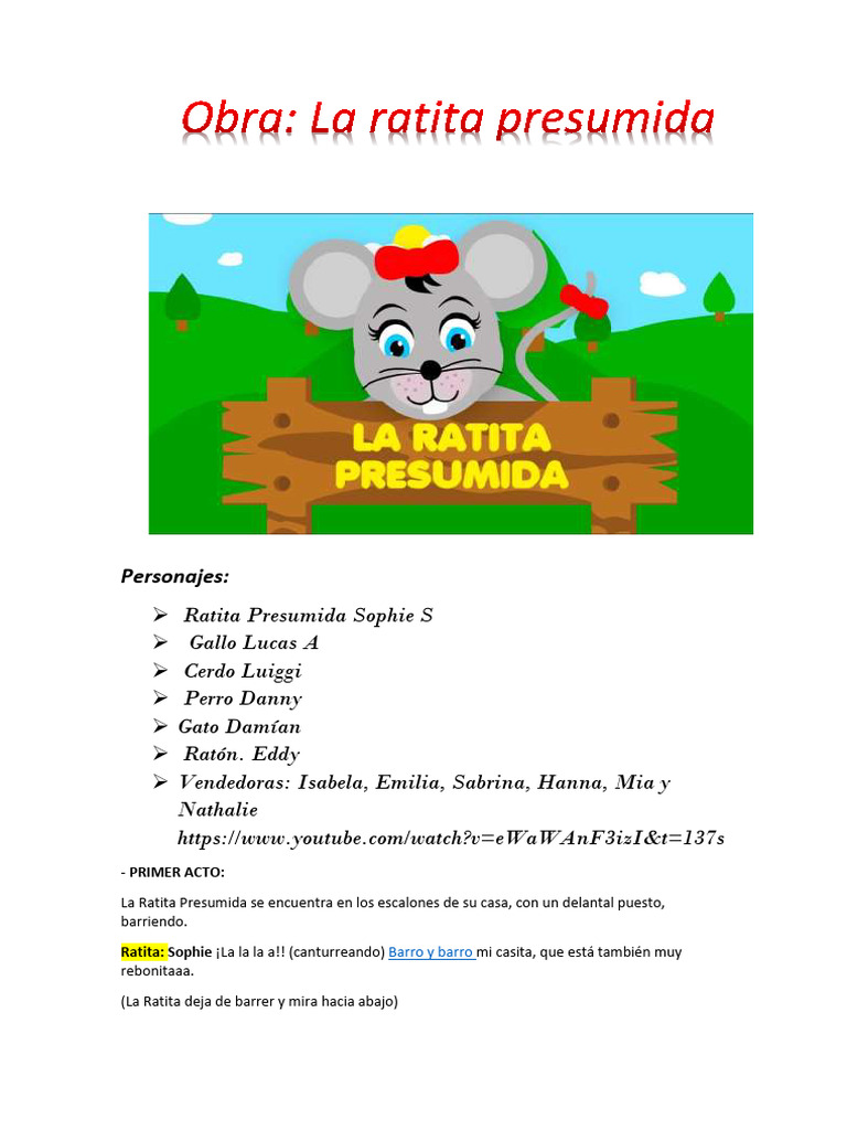 La Ratita Presumida Con Personajes | PDF