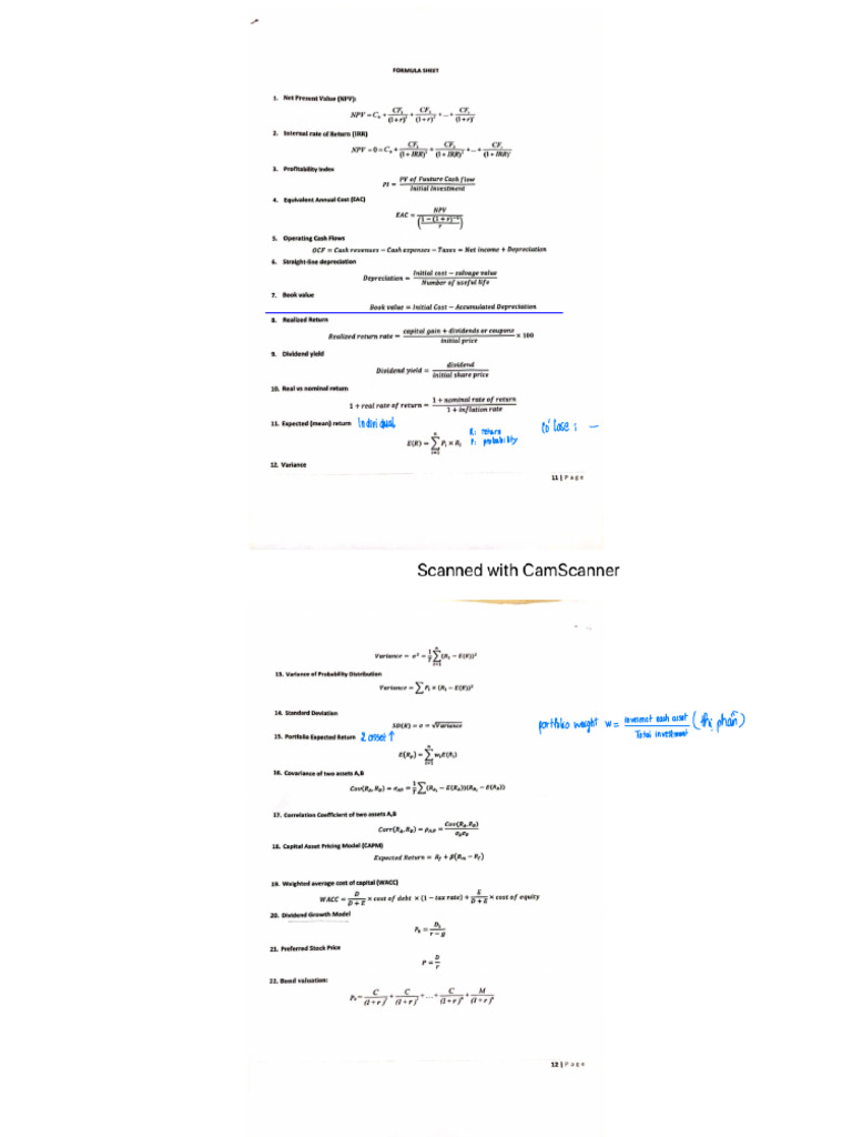 Formulas Final FM | PDF