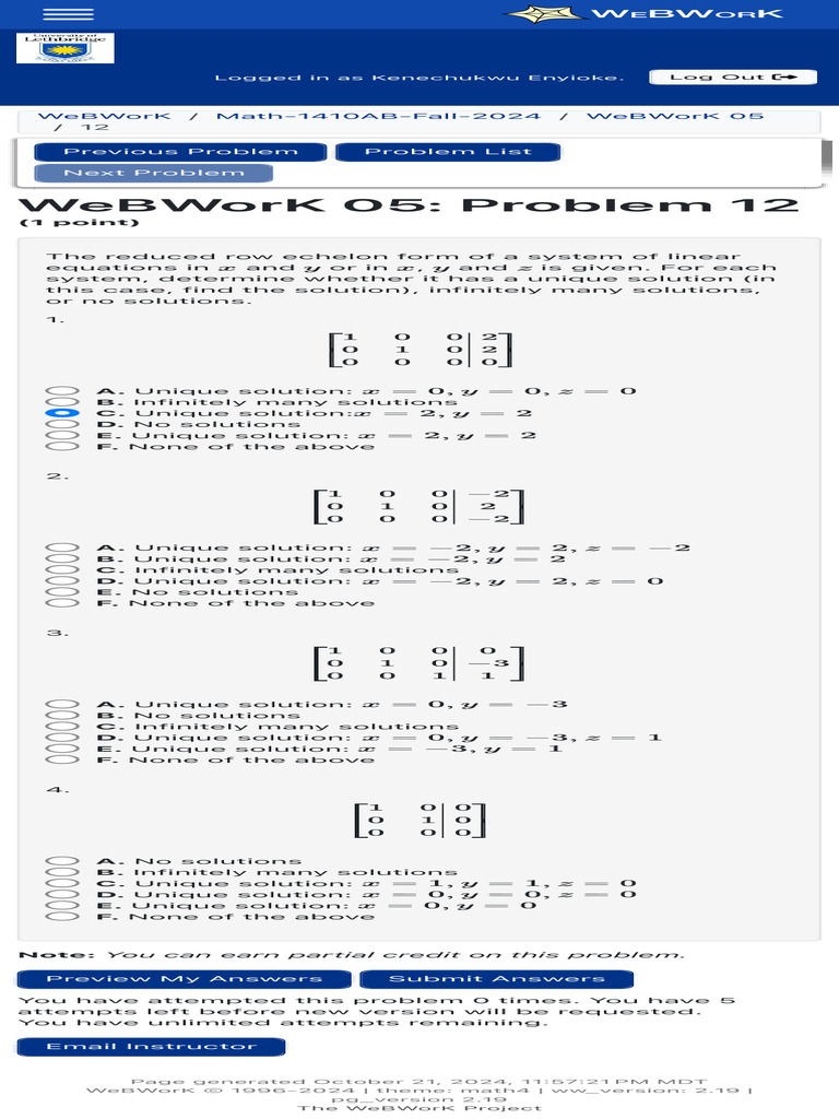 WeBWorK Math-1410AB-Fall-2024 WeBWorK 05 12 | PDF | Career & Growth