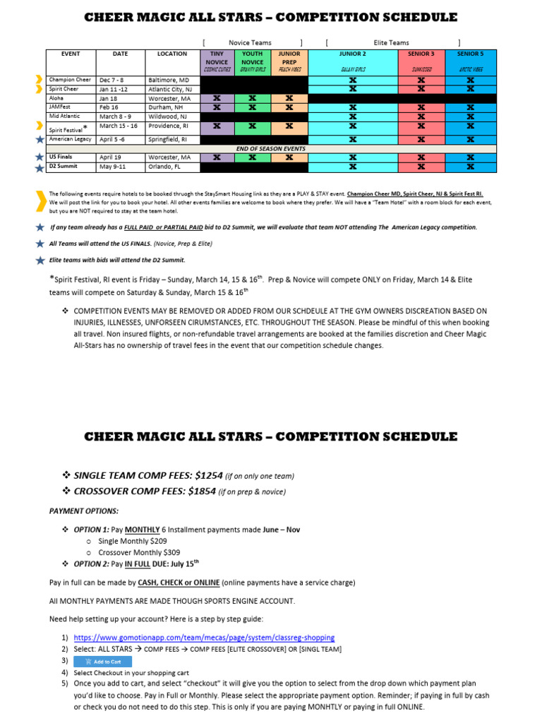 Comp Schedule - Elite Tems | PDF | Business | Service Industries