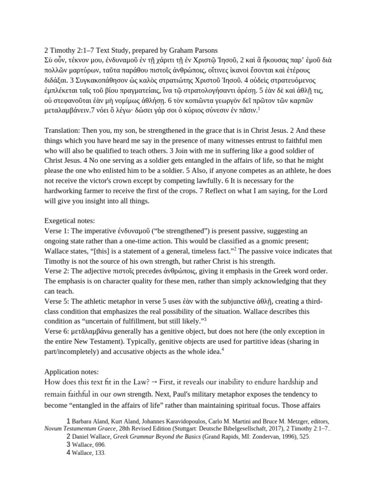 GP 2 Timothy 2 - 1-7 Text Study - Final | PDF | Paul The Apostle | Glory (Religion)