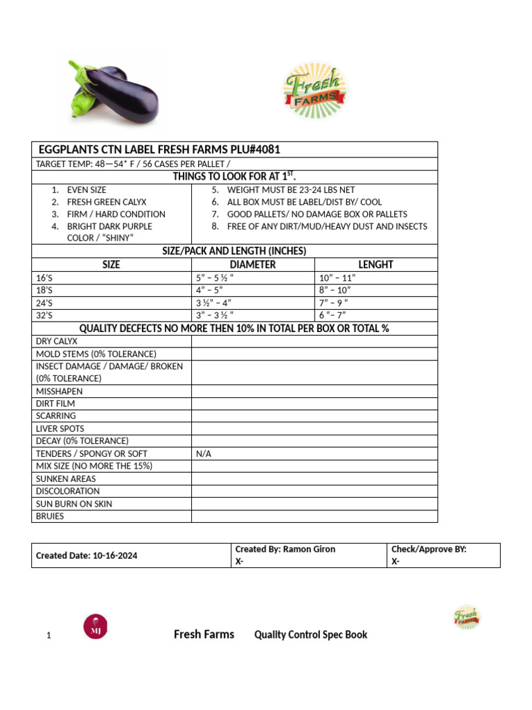 Eggplants Spec 2024 | PDF