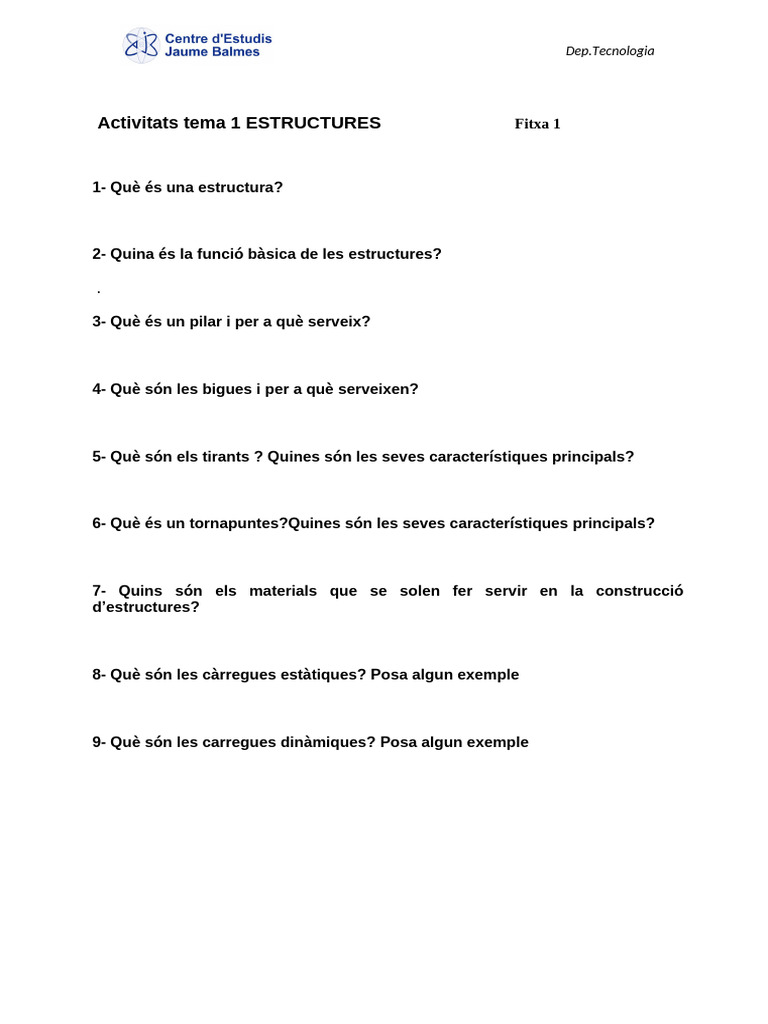 Activitats Estructures Fitxa 1 | PDF