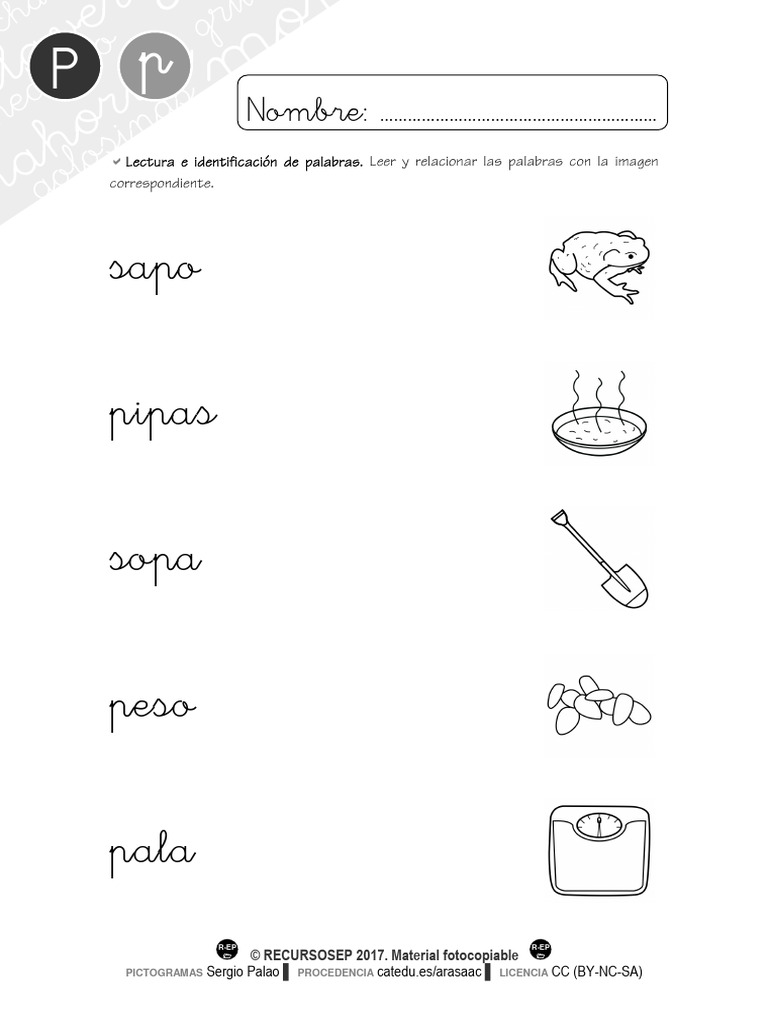 Actividades de lectoescritura con la letra P | PDF | Artes del Lenguaje ...