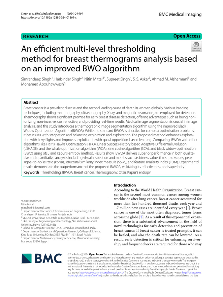 An Efficient Multi-Level Thresholding Method For Breast Thermograms Analysis Based On An ...