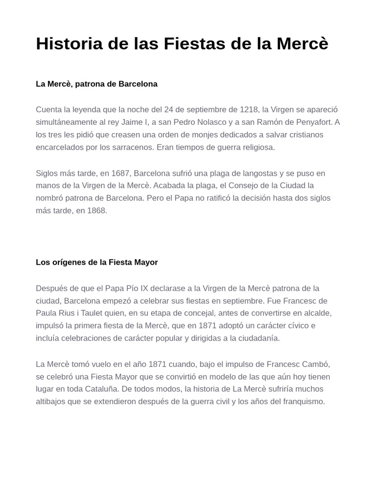 Historia de Las Fiestas de La Mercè | PDF | Cataluña | España
