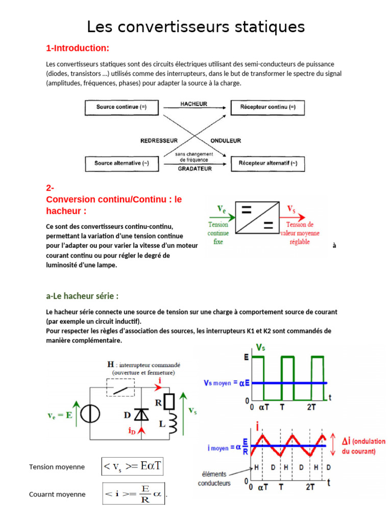 Convertisseurs statiques : principes et types | PDF
