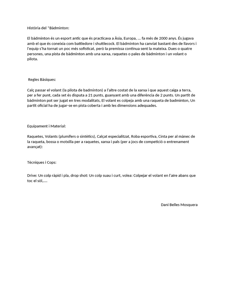 Bàdminton Dani | PDF