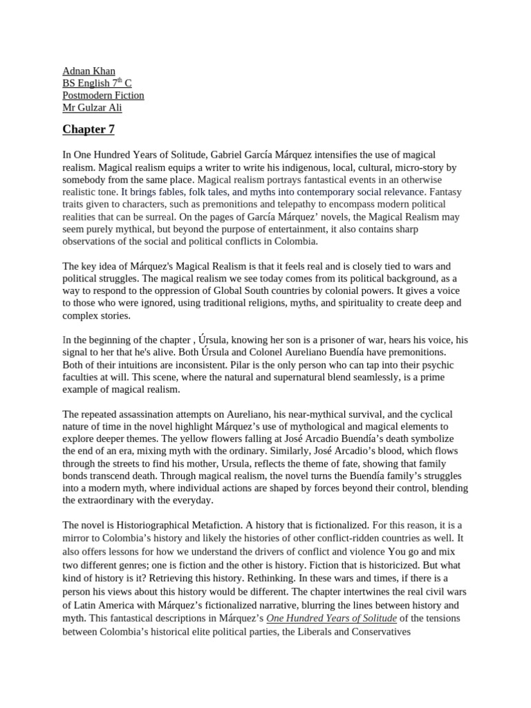 Chapter 7 of One Hundred Years of Solitude | PDF