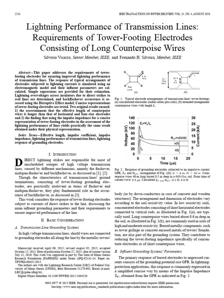 Lightning Performance of Transmission Lines Requirements of Tower ...